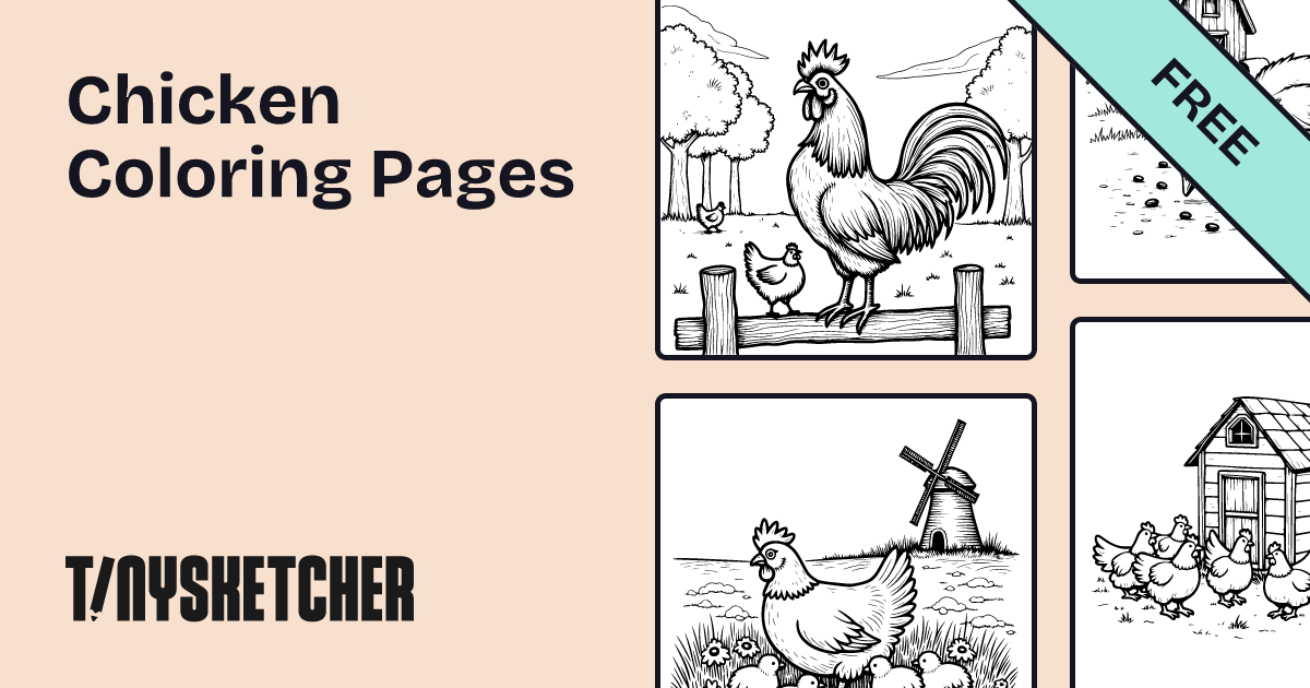 Popular Chicken Coloring Pages | Free Printables | Tiny Sketcher