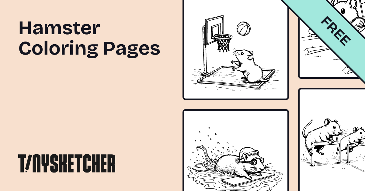 Popular Hamster Coloring Pages | Free Printables | Tiny Sketcher