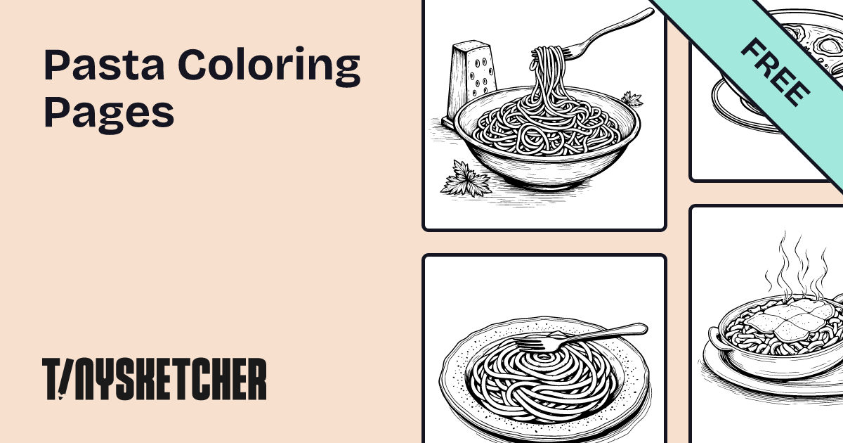 Popular Pasta Coloring Pages | Free Printables | Tiny Sketcher