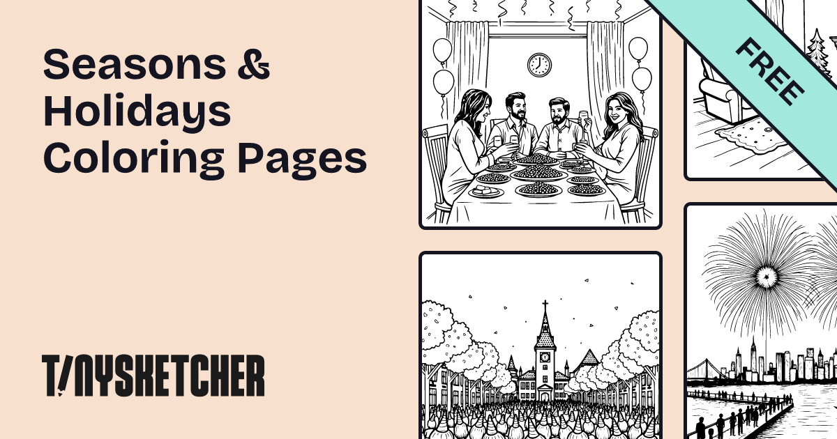 Popular Seasons & Holidays Coloring Pages | Free Printables | Tiny Sketcher