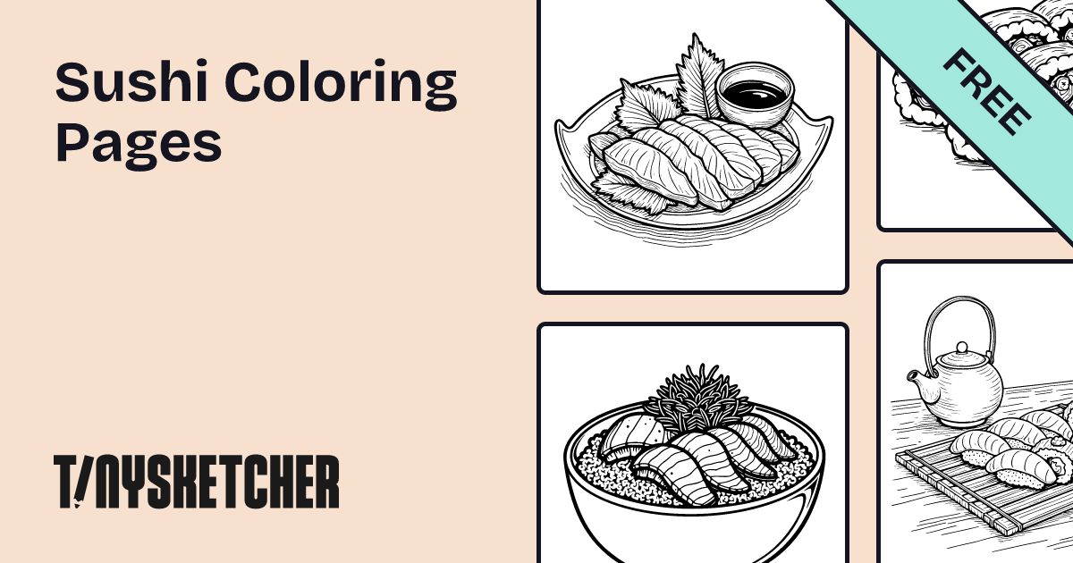 Popular Sushi Coloring Pages | Free Printables | Tiny Sketcher