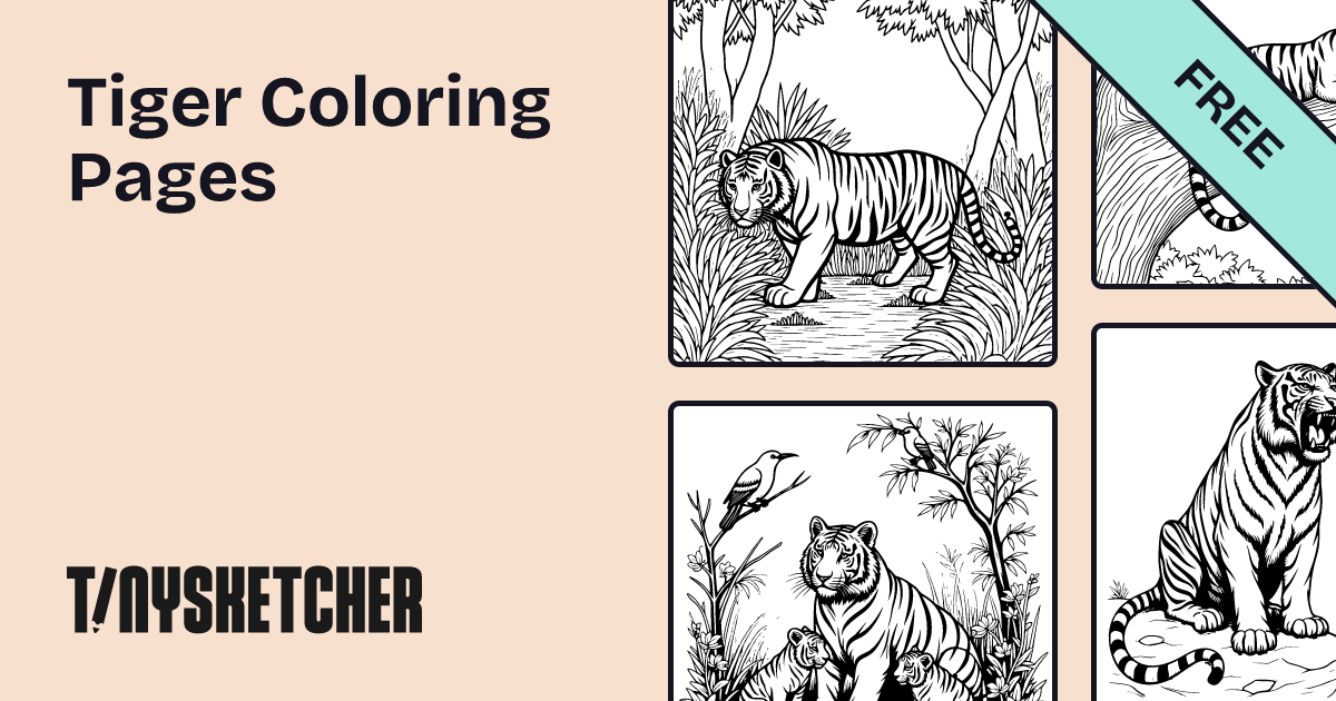 Popular Tiger Coloring Pages | Free Printables | Tiny Sketcher