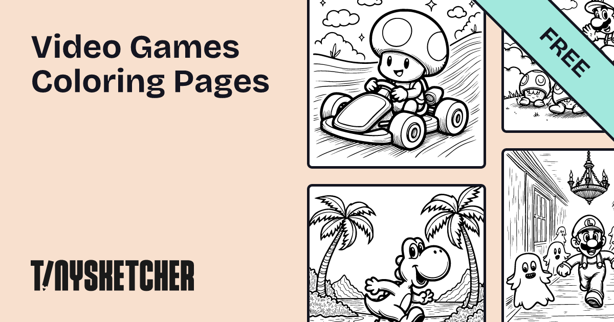 Popular Video Games Coloring Pages | Free Printables | Tiny Sketcher