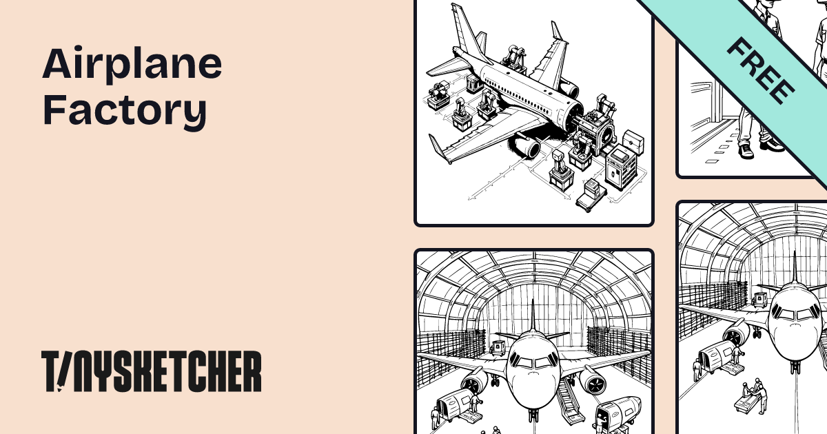 14 Airplane Factory Coloring Pages | Free Printables | Tiny Sketcher