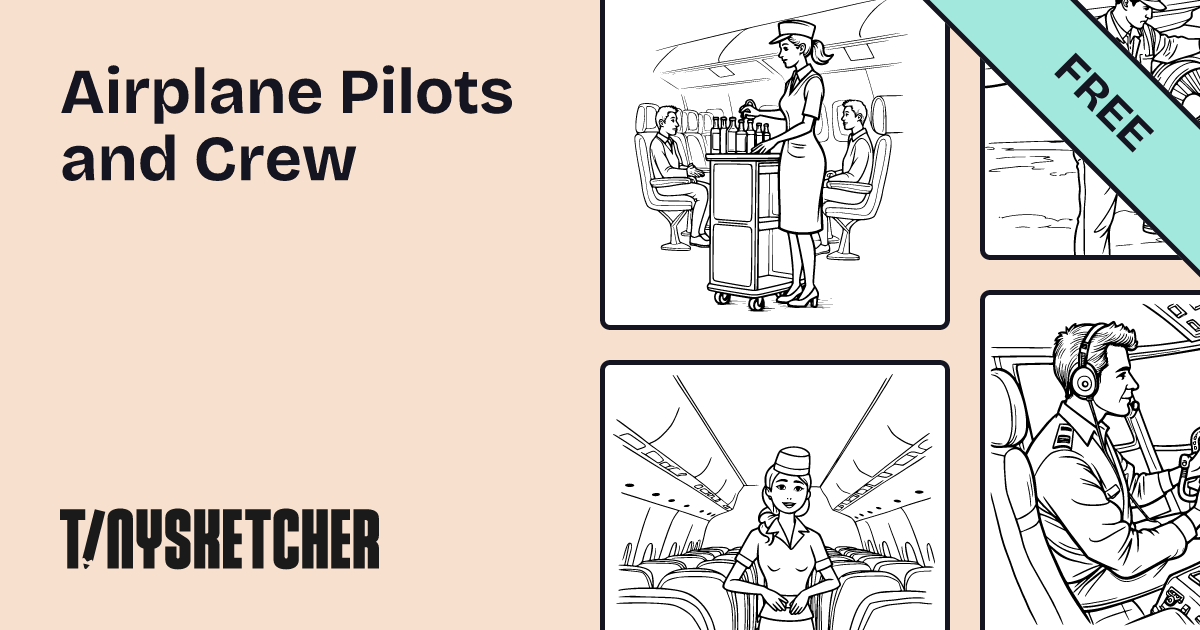 11 Airplane Pilots and Crew Coloring Pages | Free Printables | Tiny ...