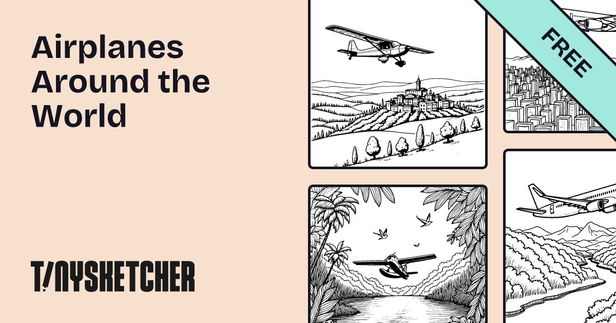 10 Airplanes Around the World Coloring Pages | Free Printables | Tiny ...