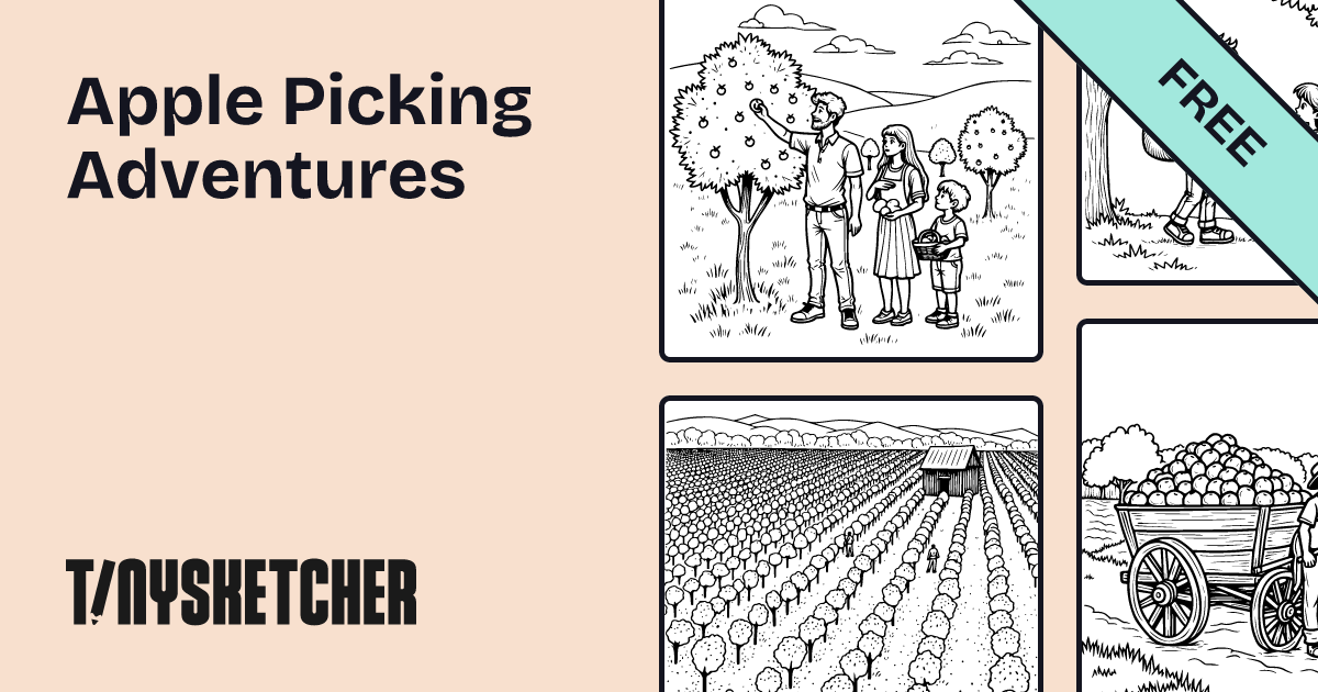 12 Apple Picking Adventures Coloring Pages | Free Printables | Tiny ...