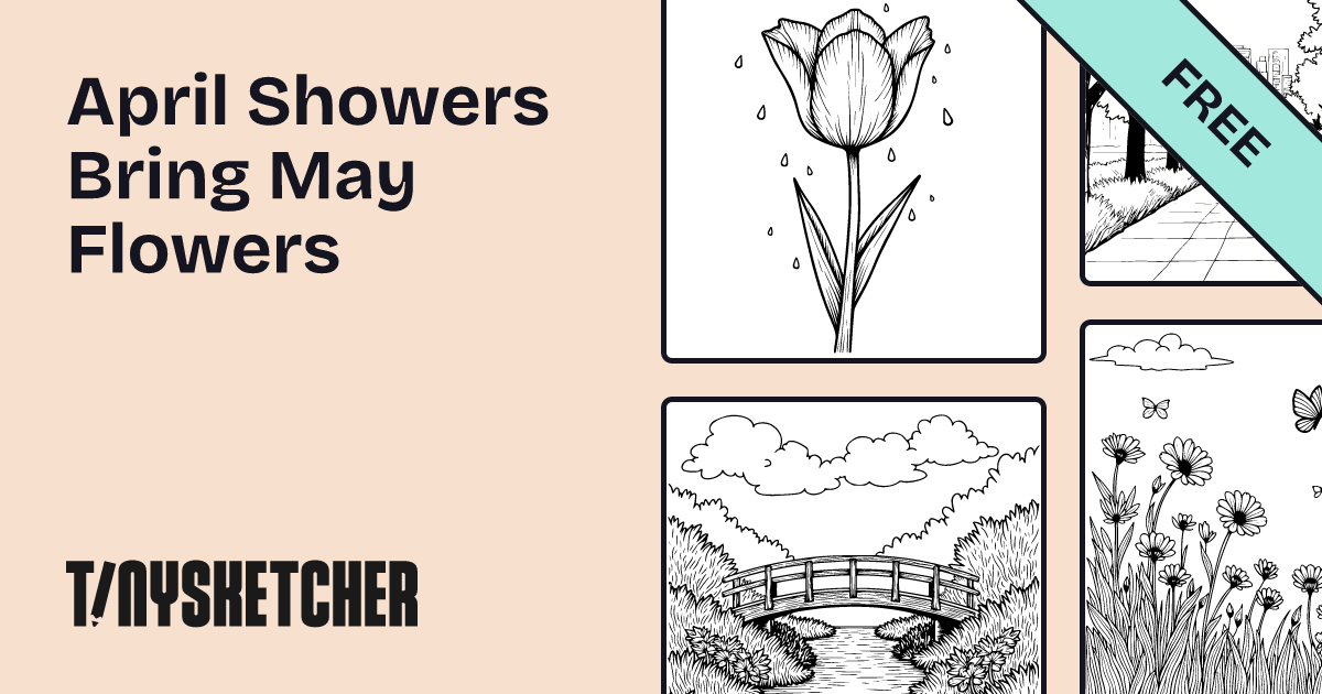 6 April Showers Bring May Flowers Coloring Pages | Free Printables ...
