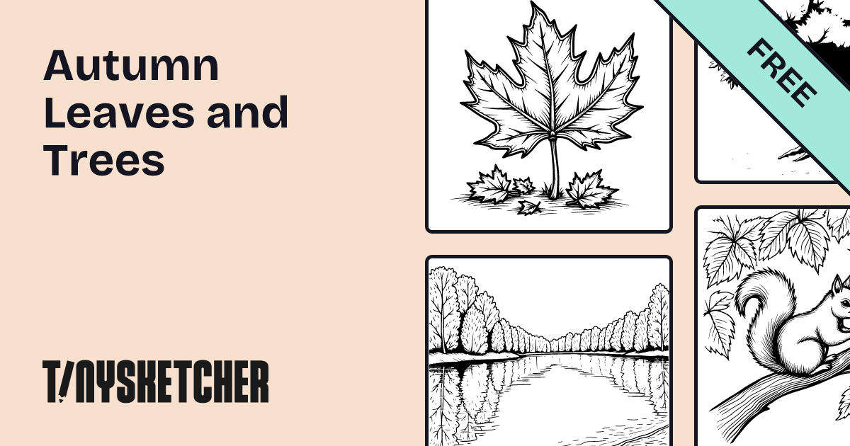 9 Autumn Leaves and Trees Coloring Pages | Free Printables | Tiny Sketcher