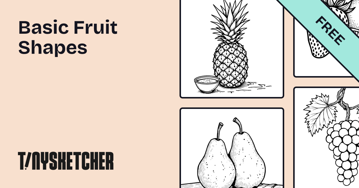 12 Basic Fruit Shapes Coloring Pages | Free Printables | Tiny Sketcher
