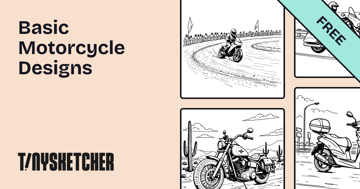 12 Basic Motorcycle Designs Coloring Pages | Free Printables | Tiny ...