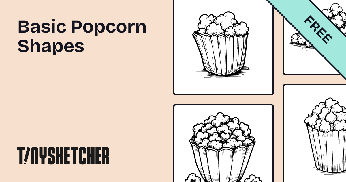 8 Basic Popcorn Shapes Coloring Pages | Free Printables | Tiny Sketcher
