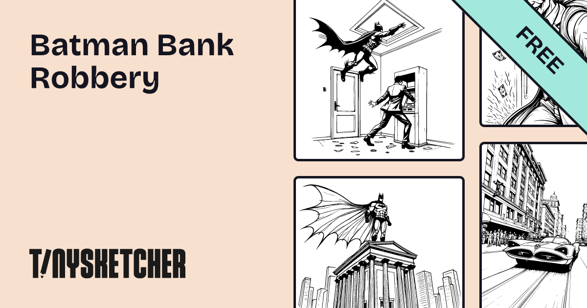 8 Batman Bank Robbery Coloring Pages | Free Printables | Tiny Sketcher