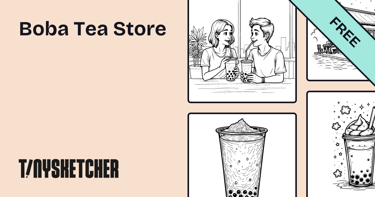 9 Boba Tea Store Coloring Pages | Free Printables | Tiny Sketcher