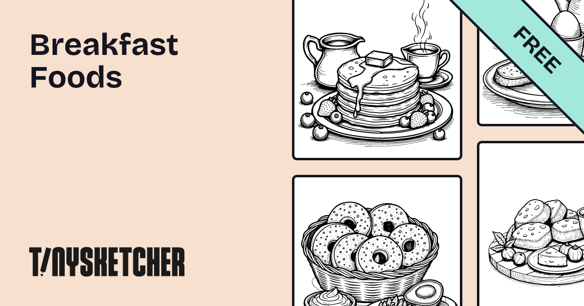 12 Breakfast Foods Coloring Pages | Free Printables | Tiny Sketcher