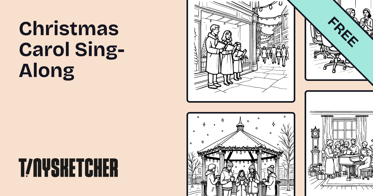 11 Christmas Carol Sing-Along Coloring Pages | Free Printables | Tiny Sketcher