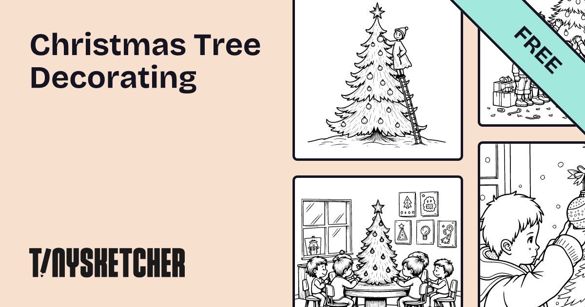 11 Christmas Tree Decorating Coloring Pages | Free Printables | Tiny ...