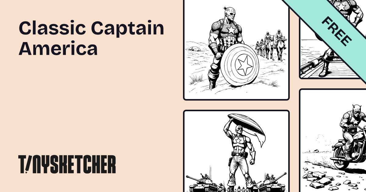 11 Classic Captain America Coloring Pages | Free Printables | Tiny Sketcher