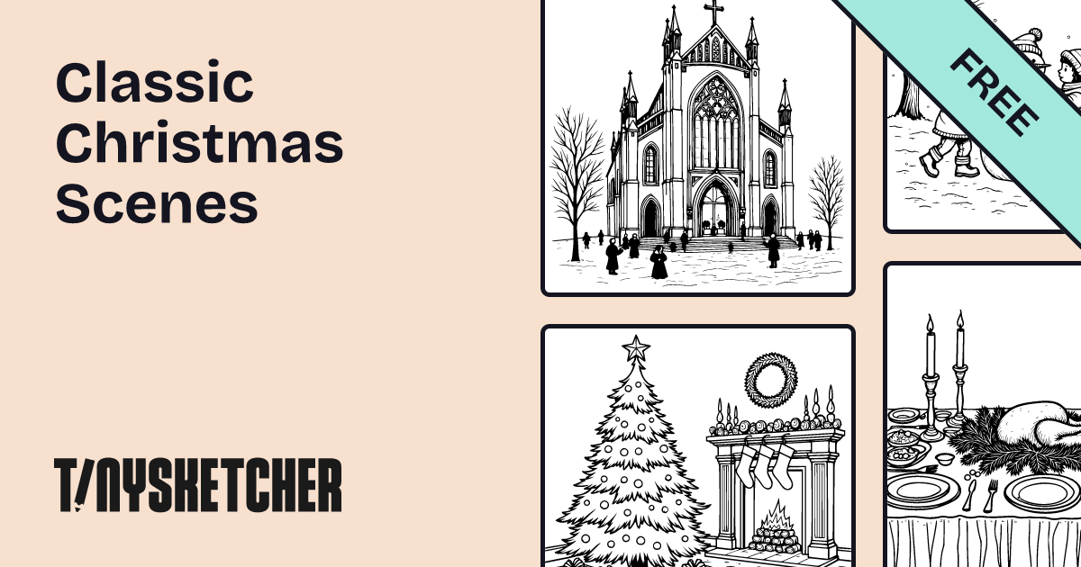 11 Classic Christmas Scenes Coloring Pages | Free Printables | Tiny ...