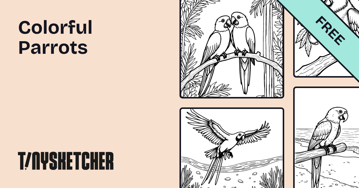 10 Colorful Parrots Coloring Pages | Free Printables | Tiny Sketcher