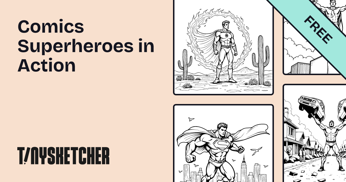 6 Comics Superheroes in Action Coloring Pages | Free Printables | Tiny ...