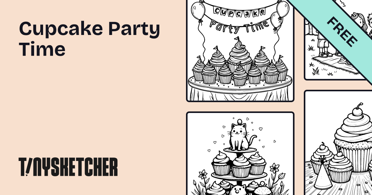 9 Cupcake Party Time Coloring Pages | Free Printables | Tiny Sketcher