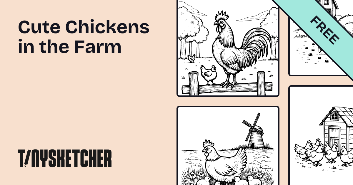 9 Cute Chickens in the Farm Coloring Pages | Free Printables | Tiny ...