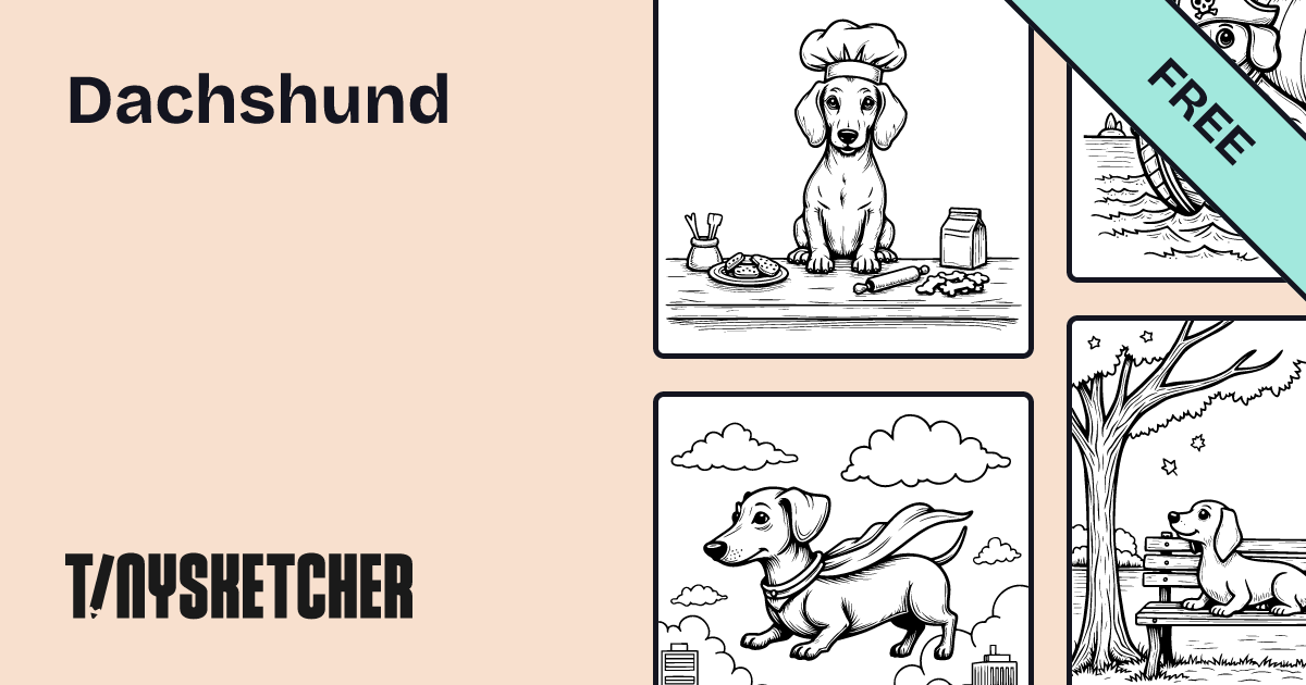 10 Dachshund Coloring Pages | Free Printables | Tiny Sketcher