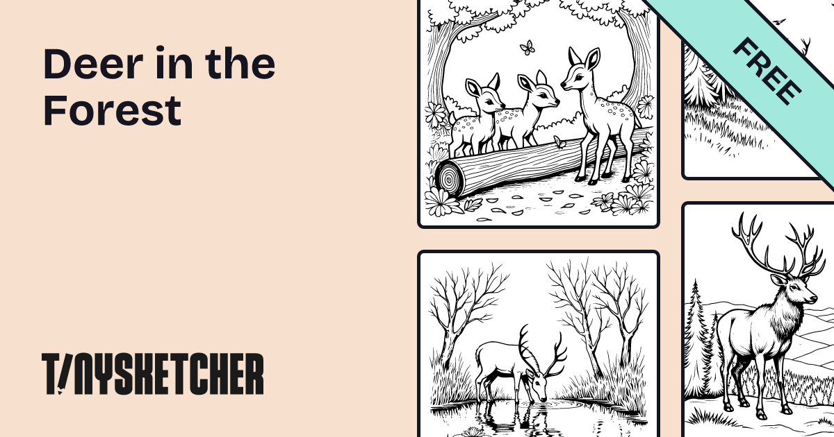 10 Deer in the Forest Coloring Pages | Free Printables | Tiny Sketcher