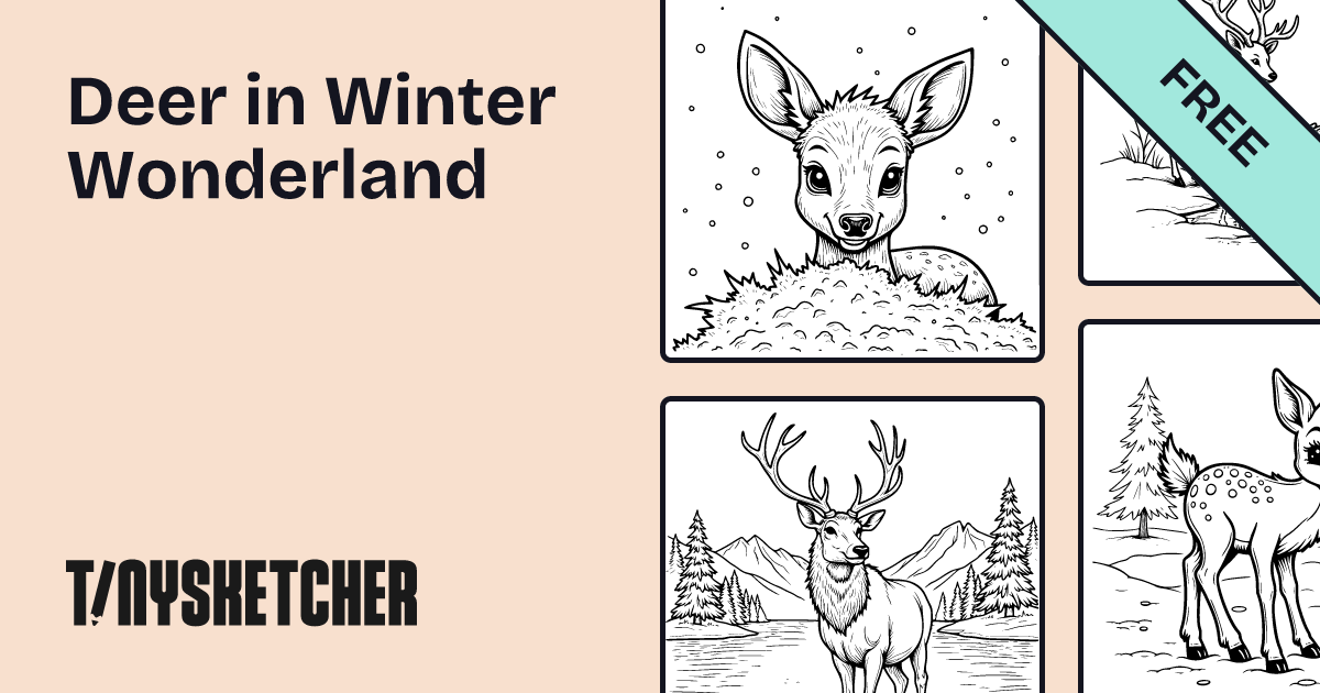 11 Deer in Winter Wonderland Coloring Pages | Free Printables | Tiny ...