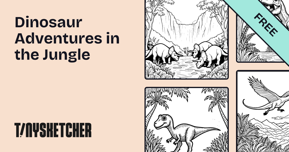 10 Dinosaur Adventures in the Jungle Coloring Pages | Free Printables ...