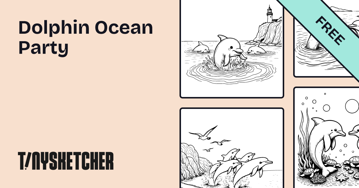 9 Dolphin Ocean Party Coloring Pages | Free Printables | Tiny Sketcher