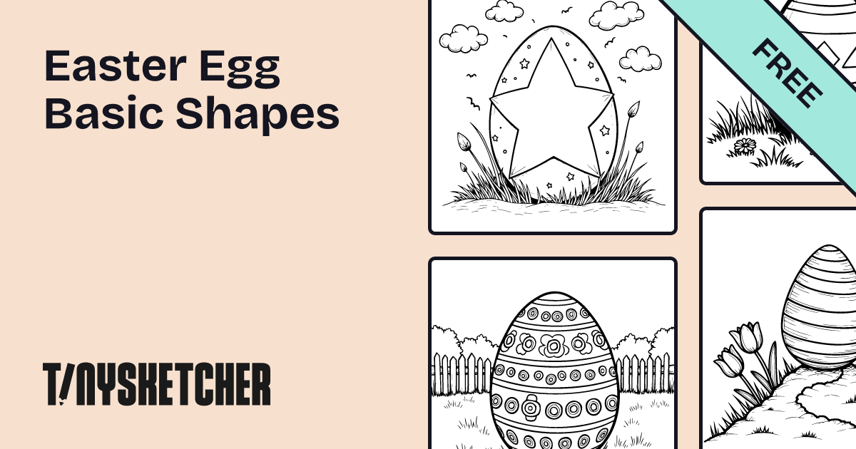 10 Easter Egg Basic Shapes Coloring Pages | Free Printables | Tiny Sketcher