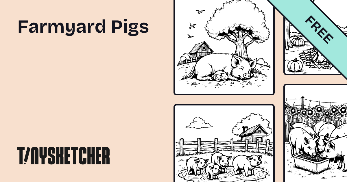 14 Farmyard Pigs Coloring Pages | Free Printables | Tiny Sketcher