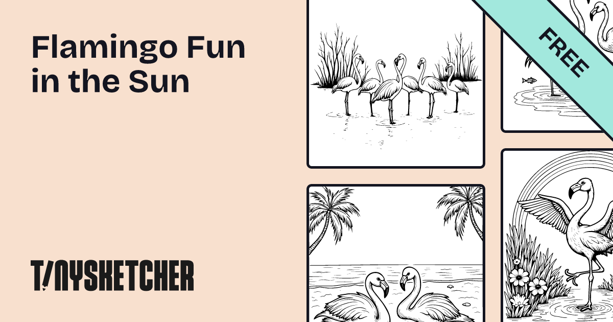 11 Flamingo Fun in the Sun Coloring Pages | Free Printables | Tiny Sketcher