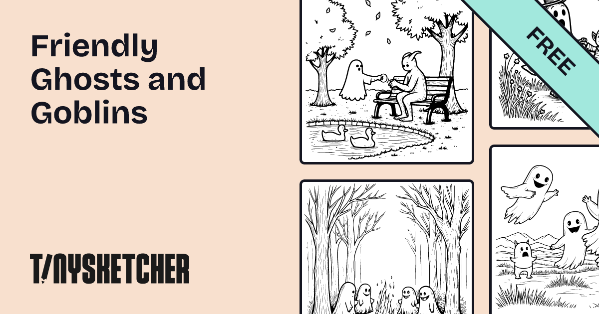 8 Friendly Ghosts and Goblins Coloring Pages | Free Printables | Tiny ...