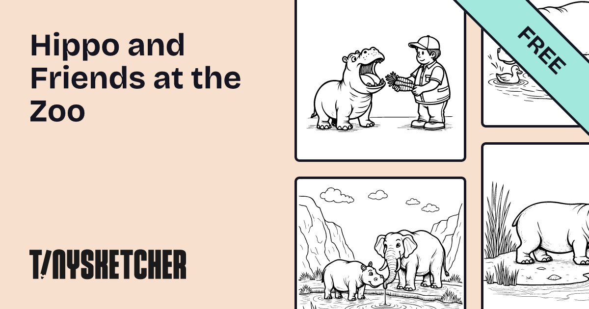 12 Hippo and Friends at the Zoo Coloring Pages | Free Printables | Tiny ...