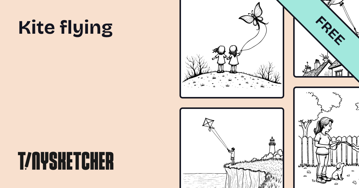 10 Kite flying Coloring Pages | Free Printables | Tiny Sketcher