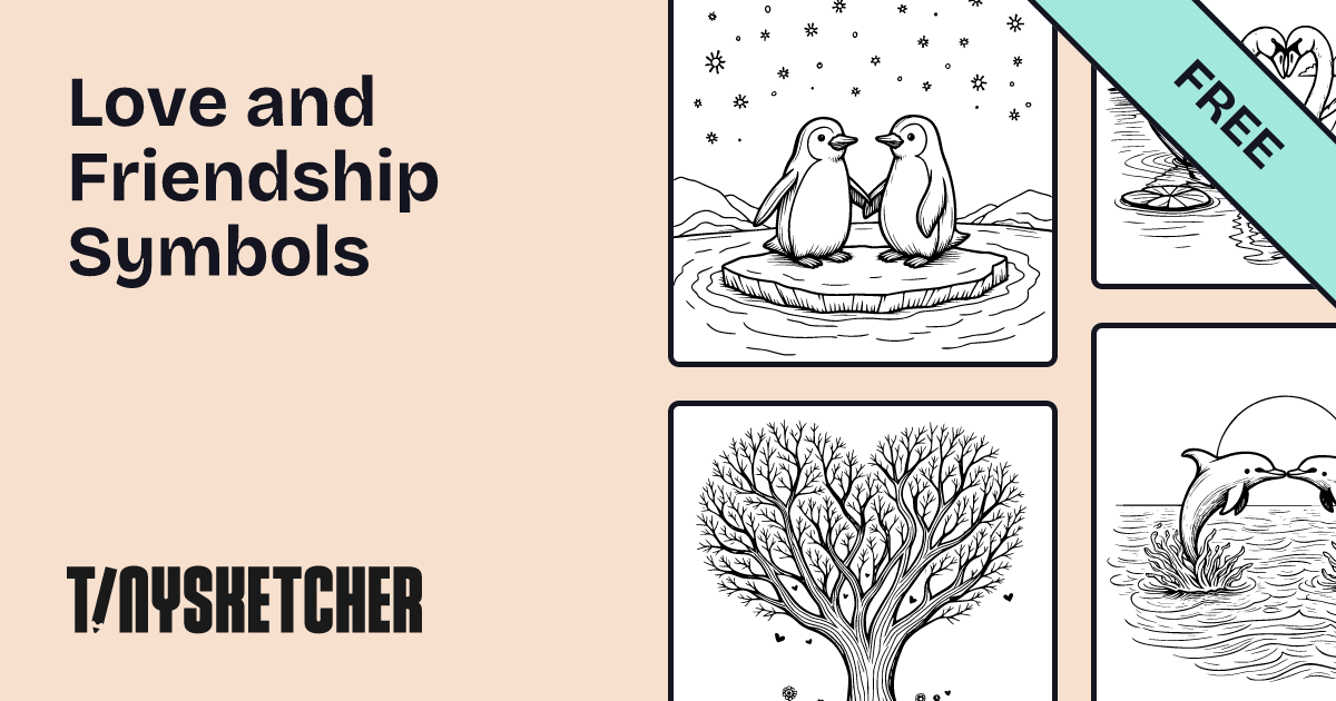 8 Love and Friendship Symbols Coloring Pages | Free Printables | Tiny ...