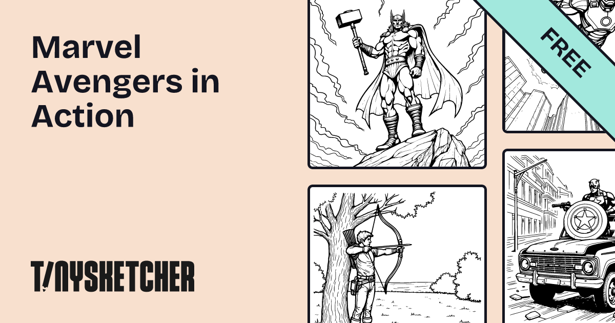 9 Marvel Avengers in Action Coloring Pages | Free Printables | Tiny ...