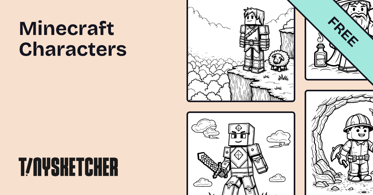 11 Minecraft Characters Coloring Pages | Free Printables | Tiny Sketcher