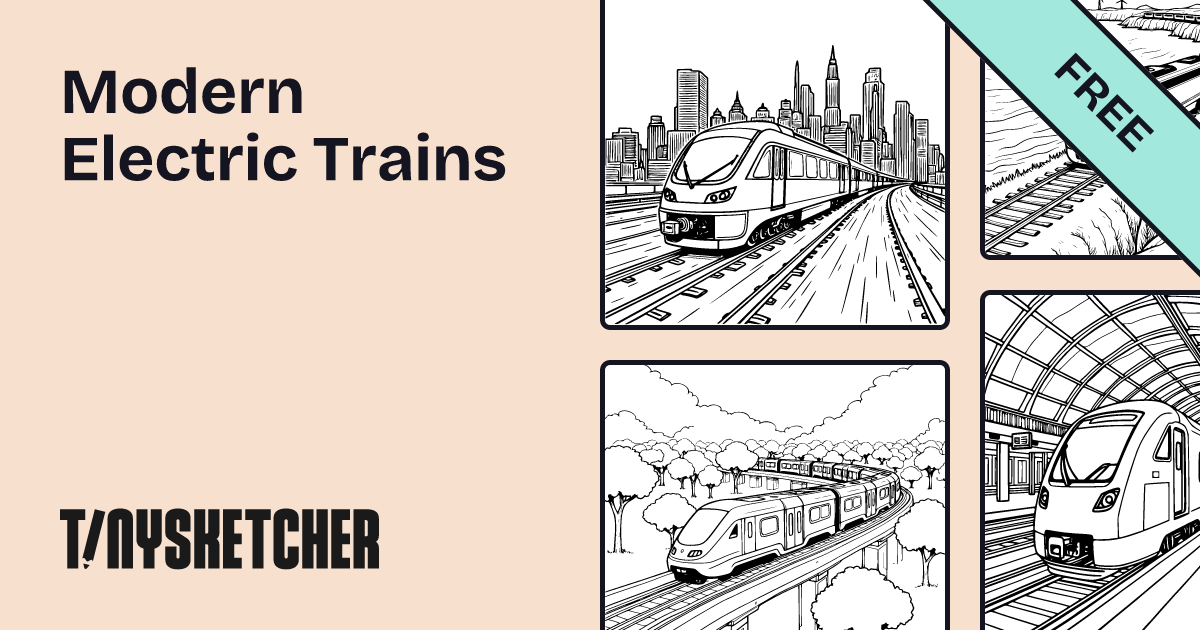 11 Modern Electric Trains Coloring Pages | Free Printables | Tiny Sketcher