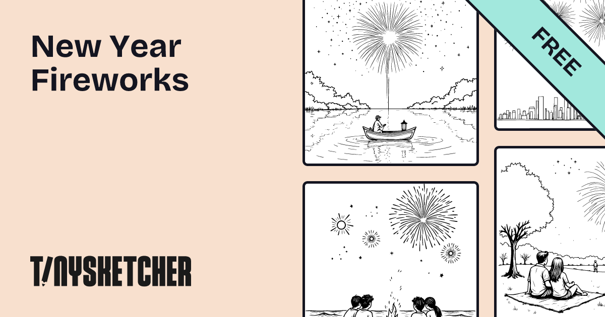 11 New Year Fireworks Coloring Pages | Free Printables | Tiny Sketcher