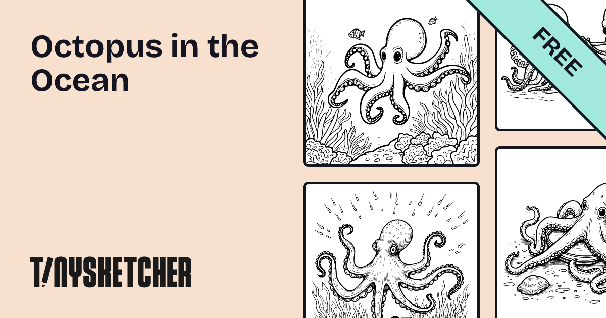 12 Octopus in the Ocean Coloring Pages | Free Printables | Tiny Sketcher