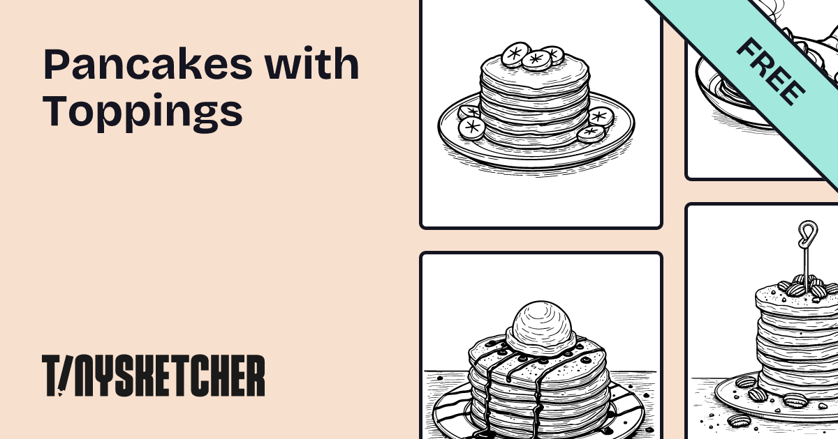 12 Pancakes with Toppings Coloring Pages | Free Printables | Tiny Sketcher