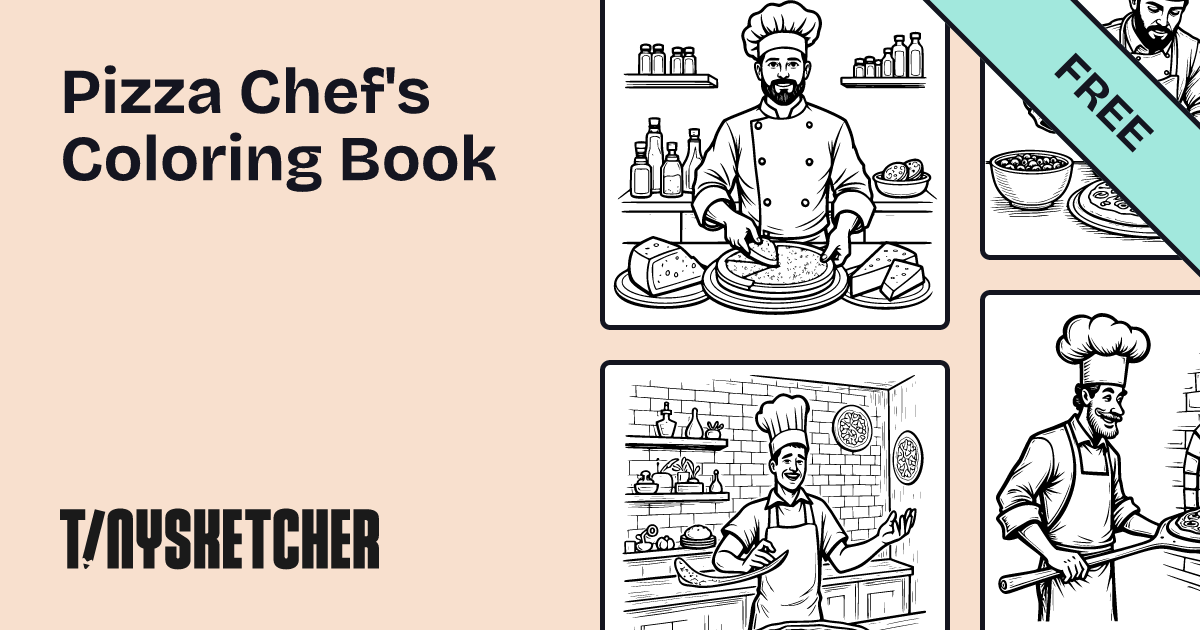 11 Pizza Chef's Coloring Book Coloring Pages | Free Printables | Tiny ...
