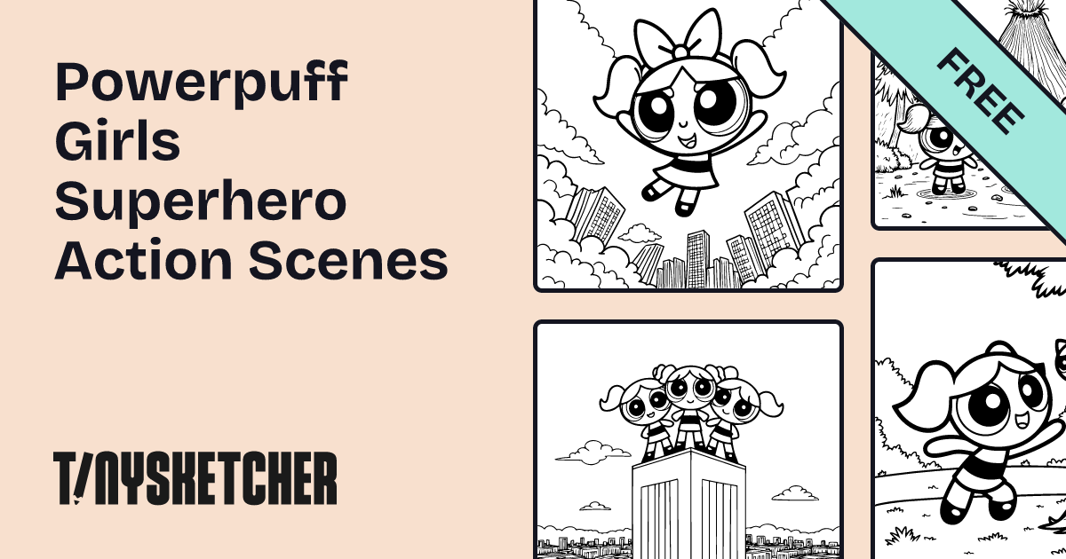 6 Powerpuff Girls Superhero Action Scenes Coloring Pages | Free ...