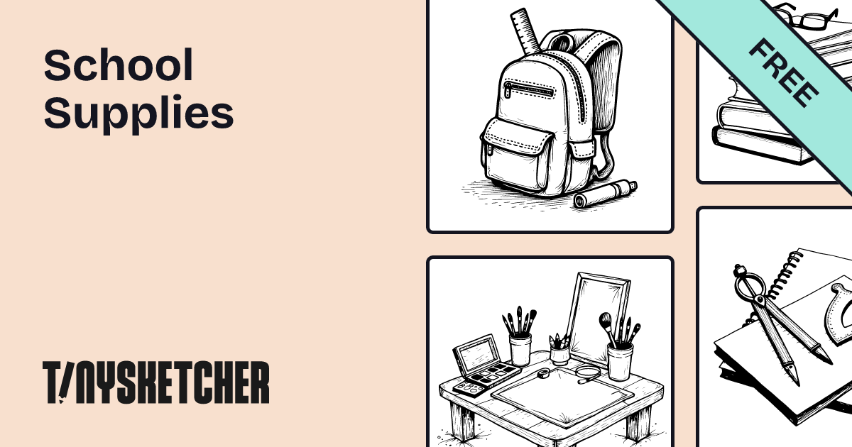 10 School Supplies Coloring Pages | Free Printables | Tiny Sketcher