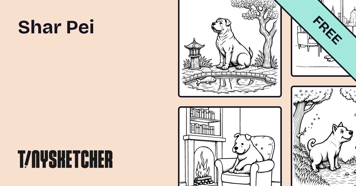 5 Shar Pei Coloring Pages | Free Printables | Tiny Sketcher