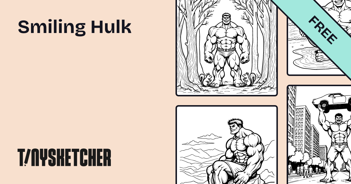 7 Smiling Hulk Coloring Pages | Free Printables | Tiny Sketcher